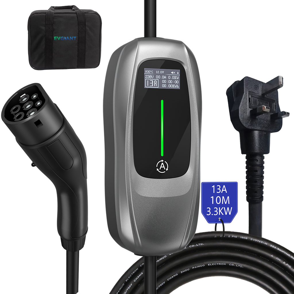 Portable Home EV Charger, UK 3-pin to Type 2, Adjustable Output with a ...