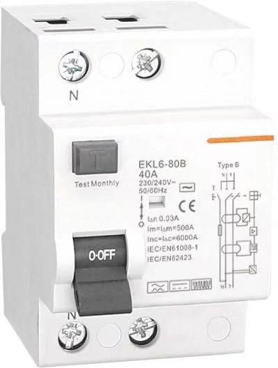 Type B RCD / RCCB 40A for EV Charge Point Installations. 2 pole, singl ...